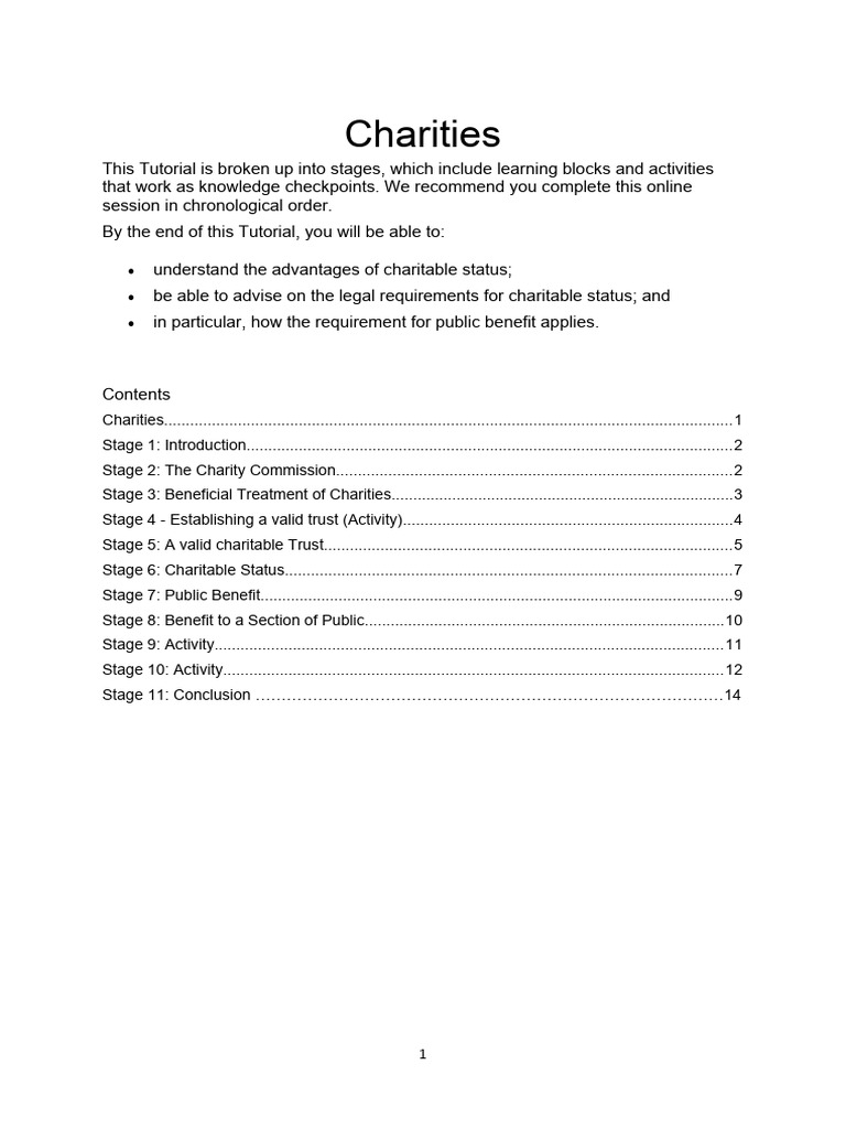 Charities U3 Tutorial | PDF | Charitable Organization | Taxes