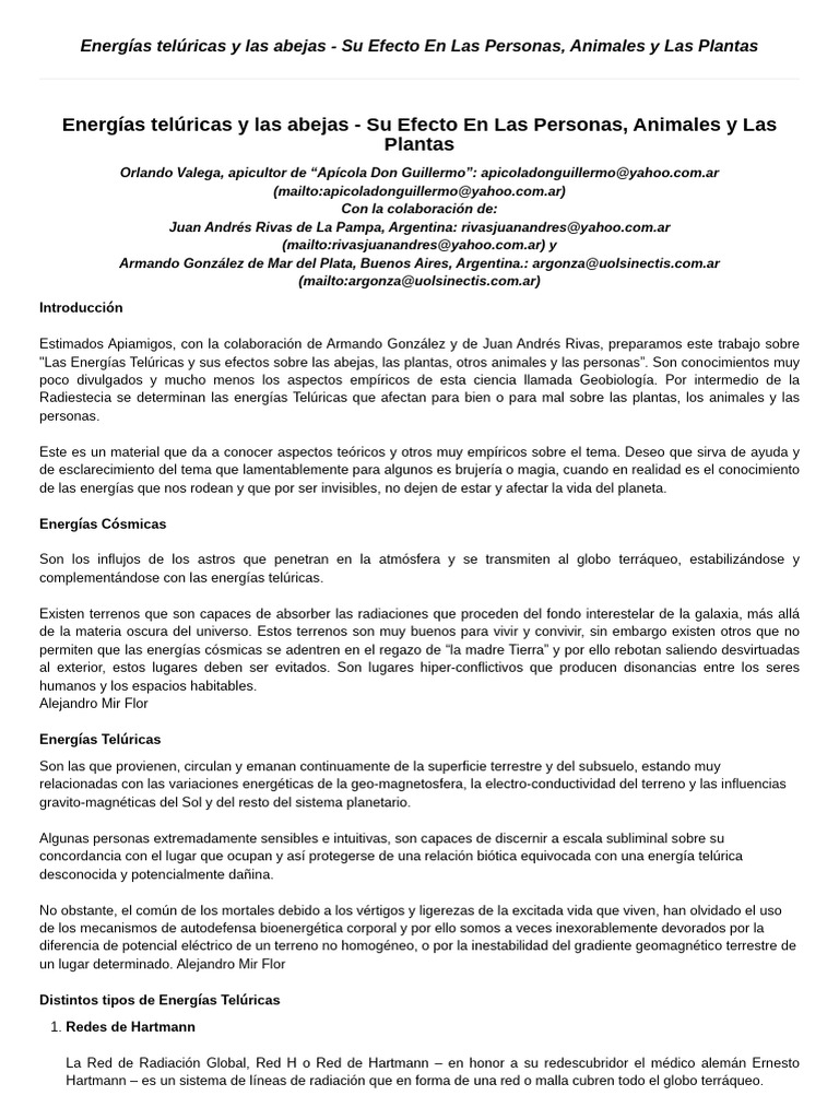Energías Telúricas y Las Abejas - Su Efecto en Las Personas, Animales y ...