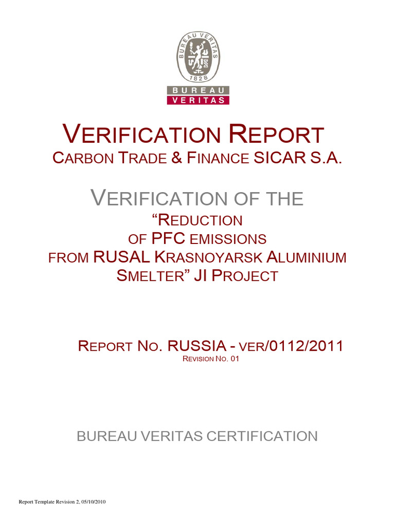RUSAL - Verification Report 2010 ENG | PDF | Calibration | Verification ...