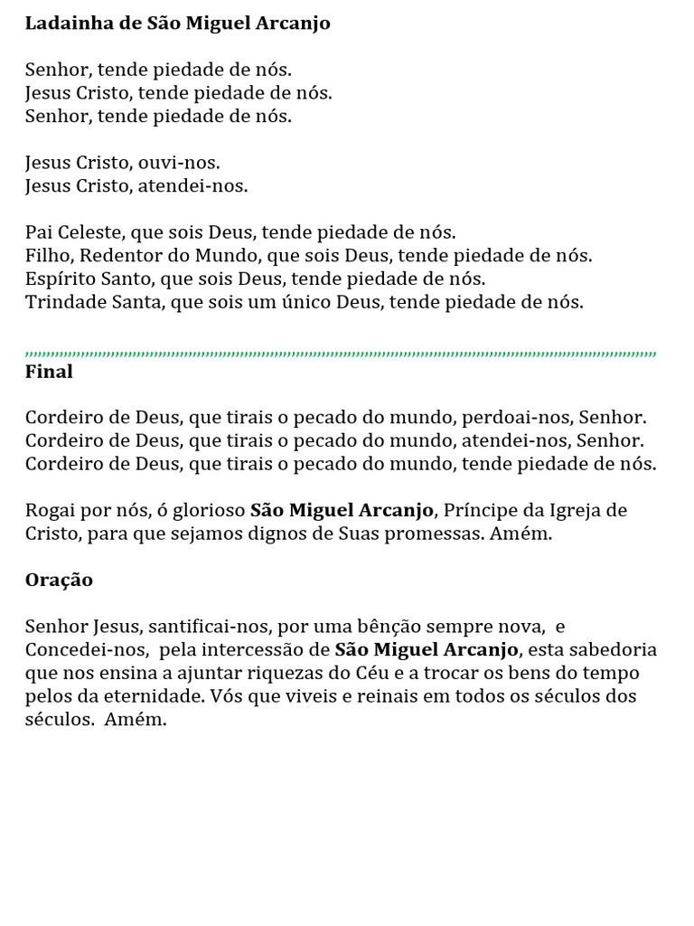 Ladainha de São Miguel Arcanjo | PDF