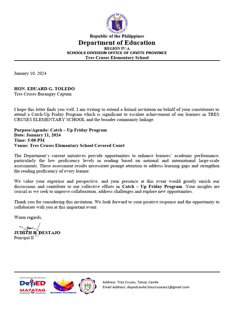 Letter of Invitation CUF-Brgy Captain | PDF | Career & Growth | Wellness