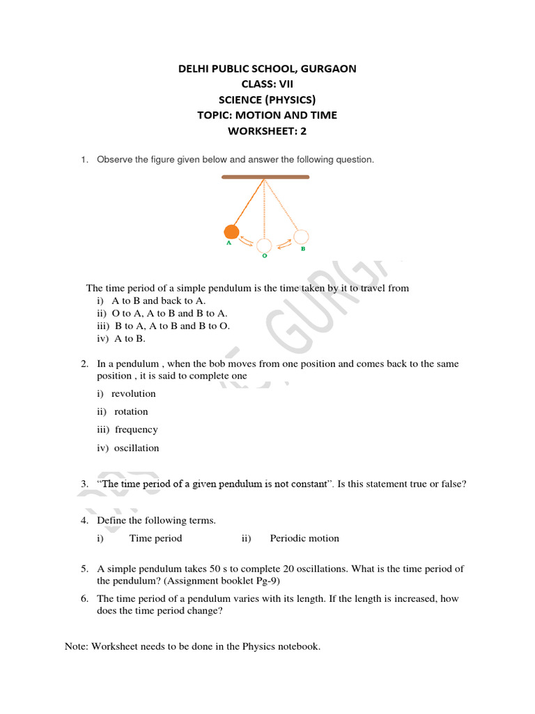 7 WS 2 Motion and Time | PDF