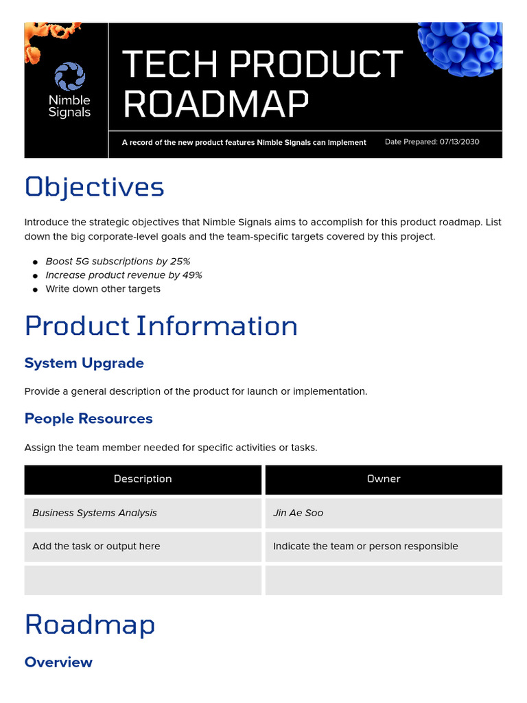 Tech & Networking Tech Product Roadmap | PDF