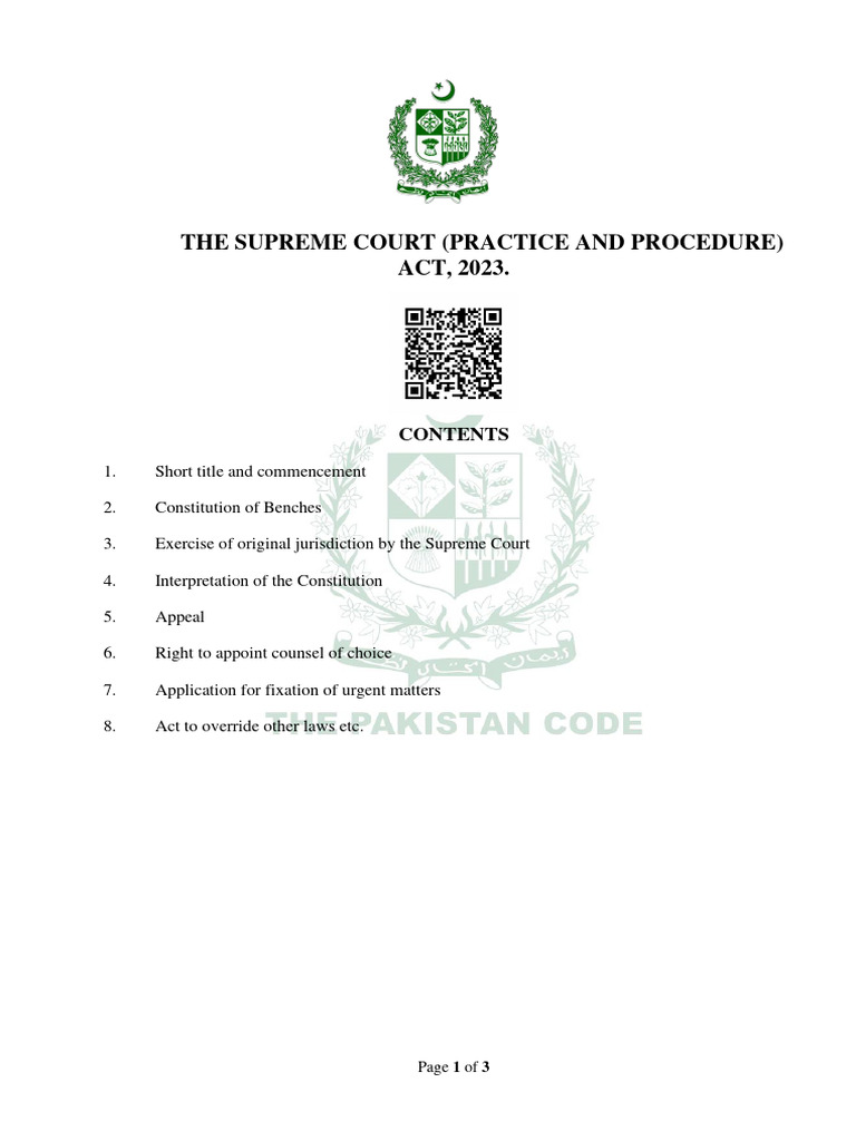 Supreme Court (Practice and Procedure) Act, 2023 | PDF | Supreme Court ...