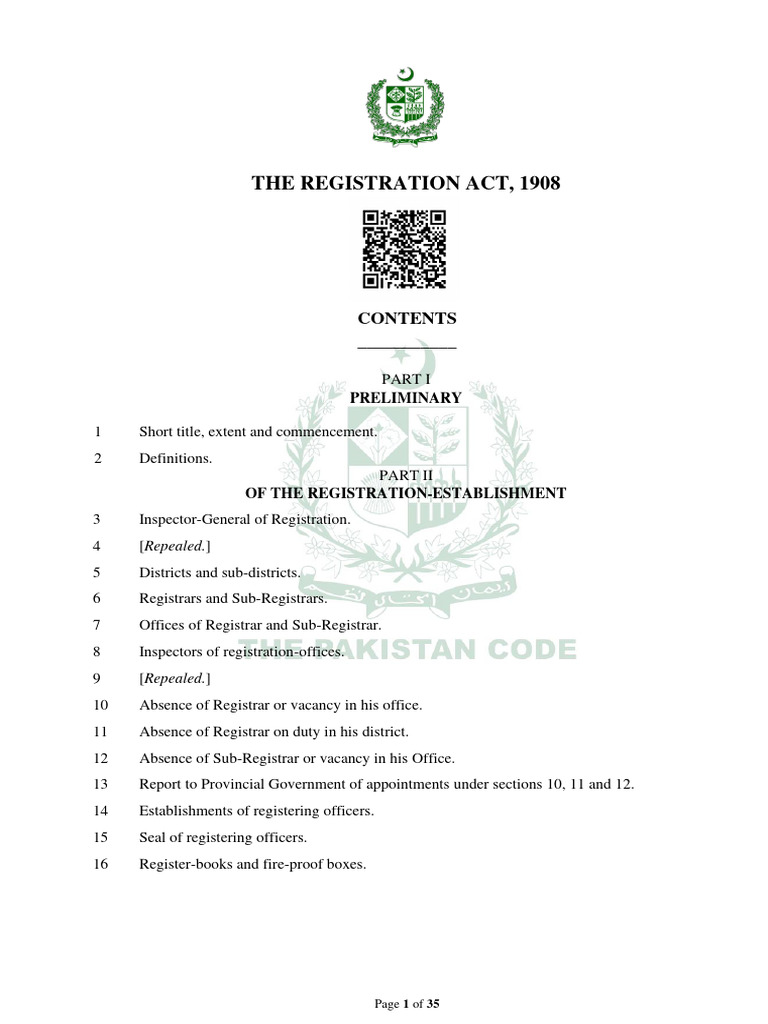Registration Act 1908 | PDF | Loans | Summons