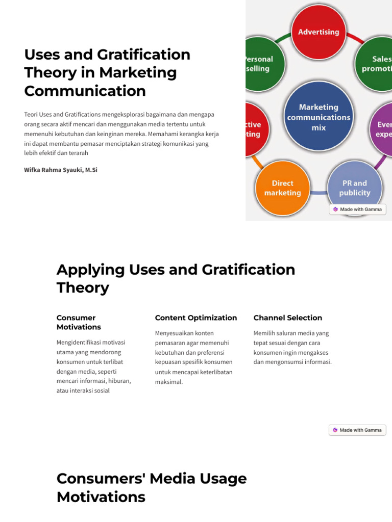 Uses and Gratification Theory in Marketing Communication | PDF