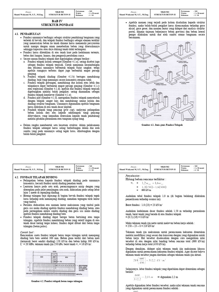 Struktur Beton 2_05 Pondasi | PDF