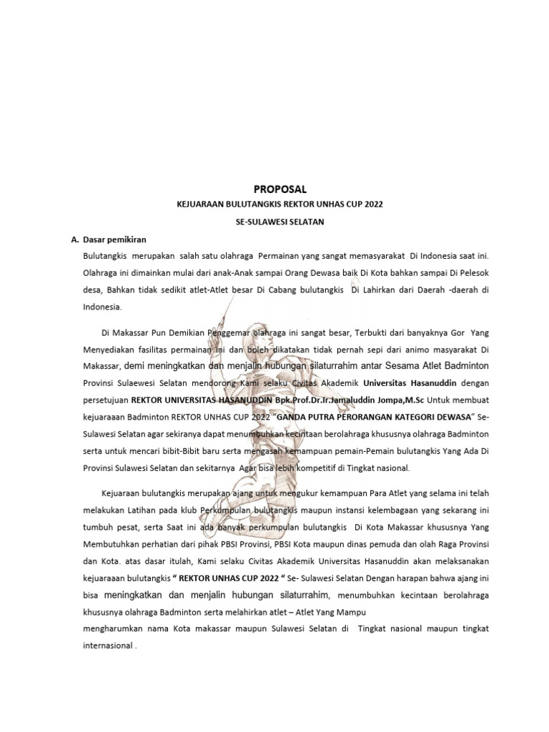 Proposal Rektor Unhas Cup | PDF