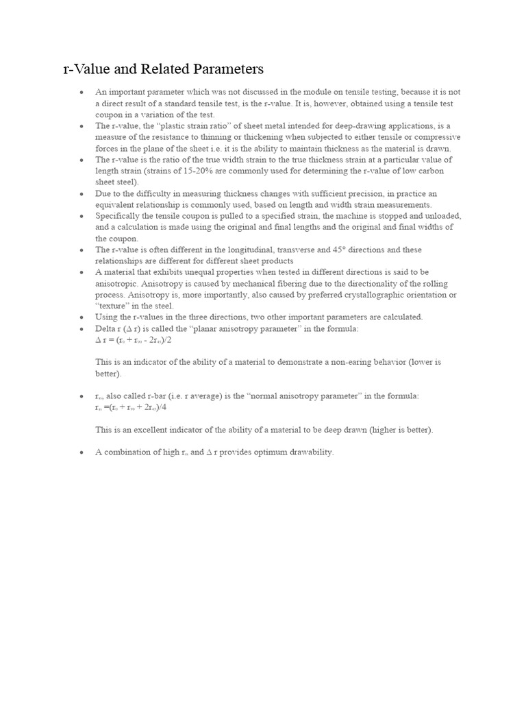 Understanding r-Value and n-Value in Steel | PDF | Deformation ...