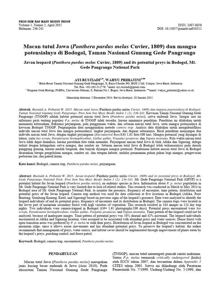 Macan Tutul Jawa Panthera Pardus Melas C | PDF | Sains & Matematika