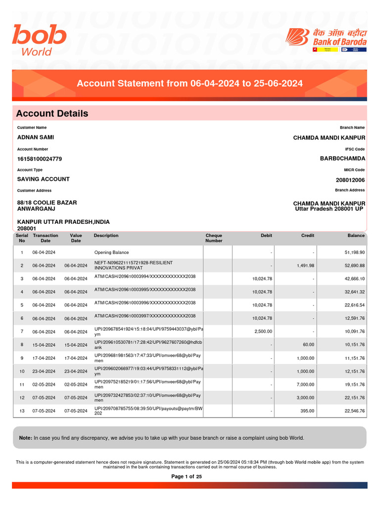 Account Statement | PDF | Cheque | Debit Card