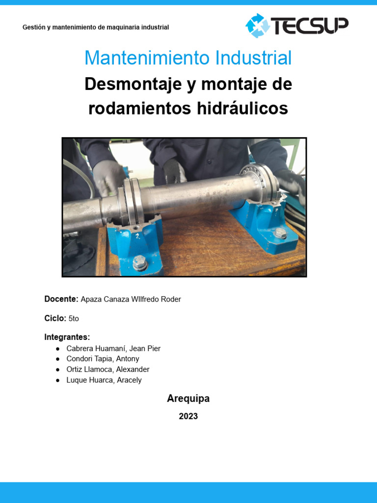 Informe T02 | PDF | Rodamiento (Mecánico) | Bienes manufacturados