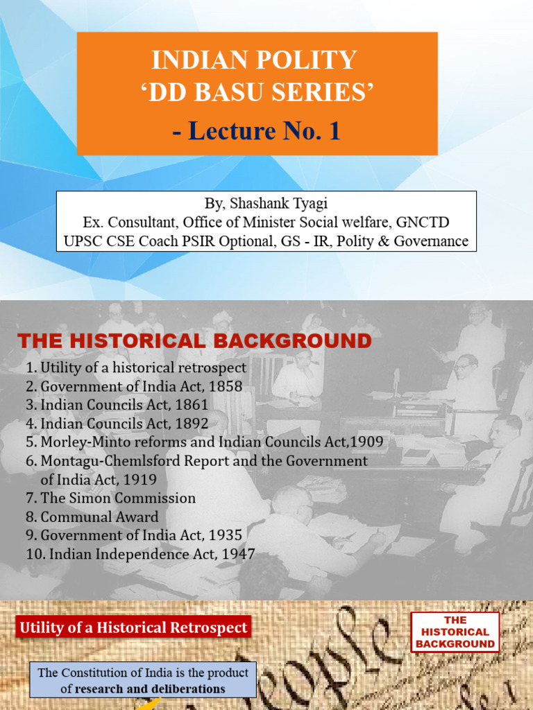 Indian Polity Lecture 1 | PDF | Government Of India | Bill (Law)