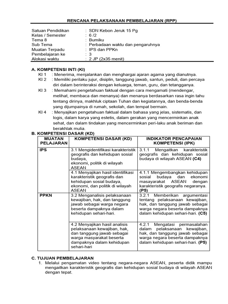 RPP Kelas 6 Tema 8 ST 2 Pb3 - Okee | PDF