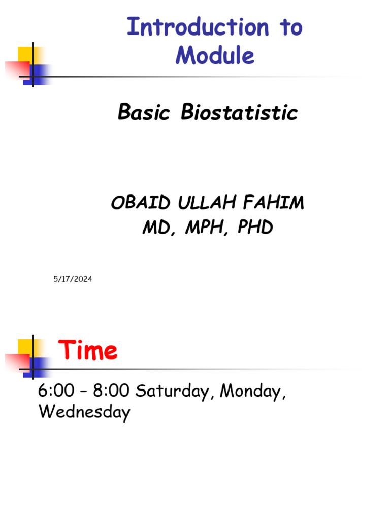 1 Introduction To Module And Biostatistics Pdf Level Of Measurement
