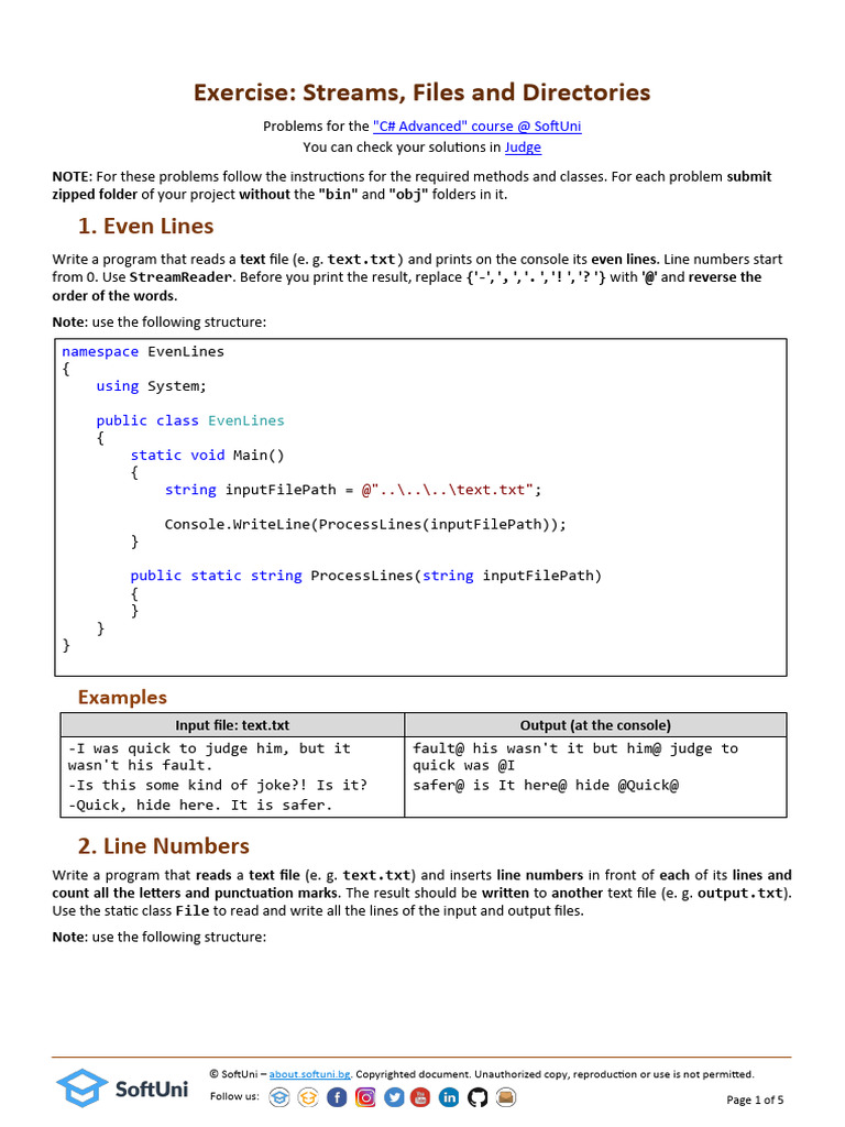 04 CSharp Advanced Streams Files and Directories Exercise | PDF ... 04 CSharp Advanced Streams Files and Directories Exercise | PDF ...