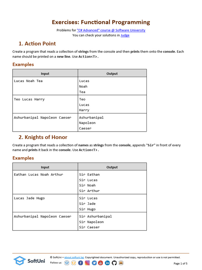 05 CSharp Advanced Functional Programming Exercises | PDF | Multiplication | Parameter (Computer ...