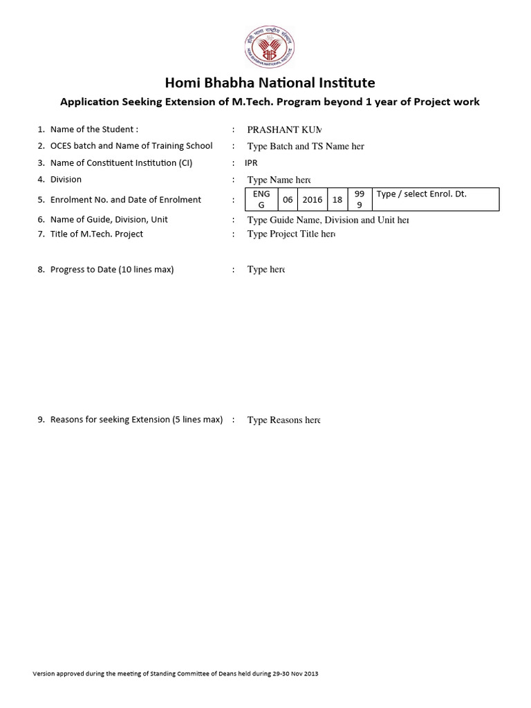 Homi Bhabha National Institute - Ext - Form | PDF | Technology & Engineering