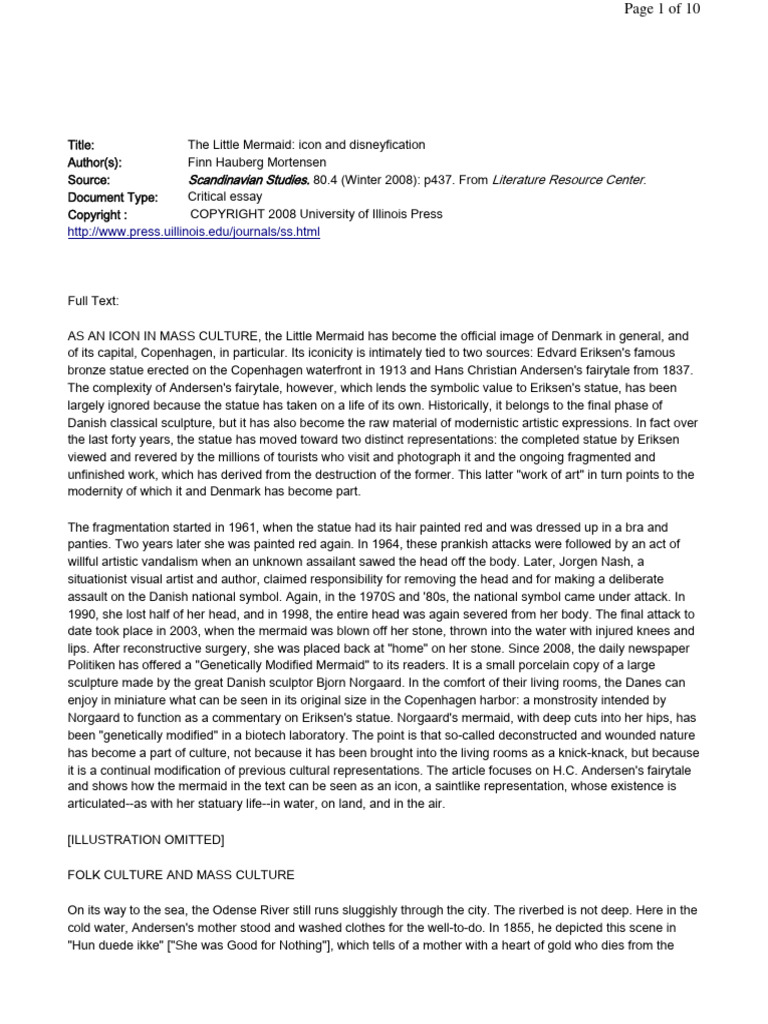 The Little Mermaid - Icon and Disneyfication | PDF | Mermaid