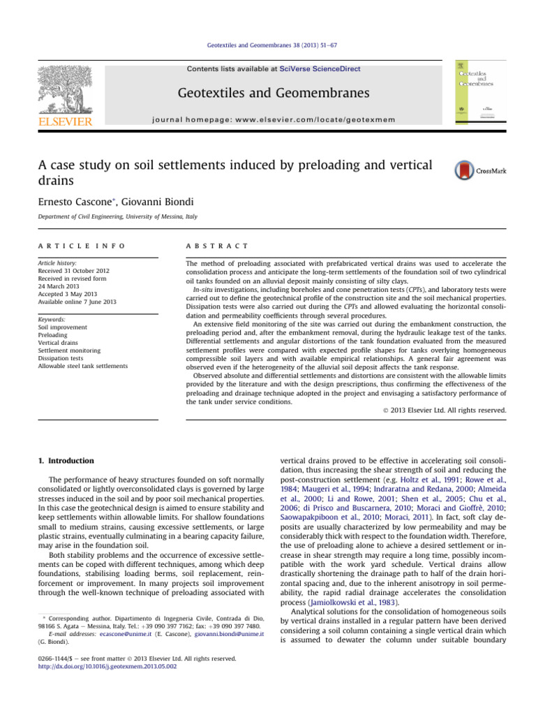 Preloading With Sand Drains Case Study | PDF | Soil Mechanics ...