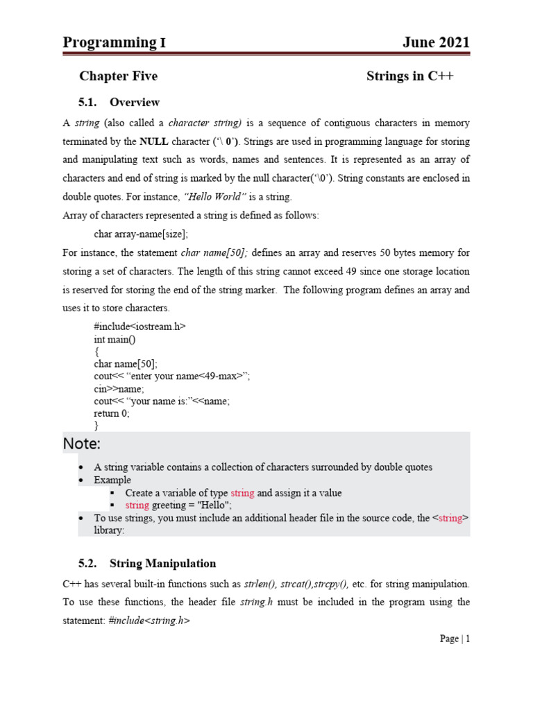 Chapter 5-Strings | PDF | String (Computer Science) | Computer Programming