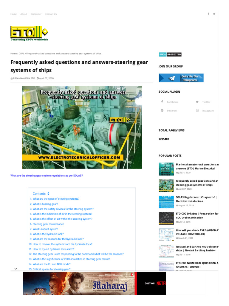 Frequently Asked Questions and Answers-Steering Gear Systems of Ships | PDF | Steering | Switch