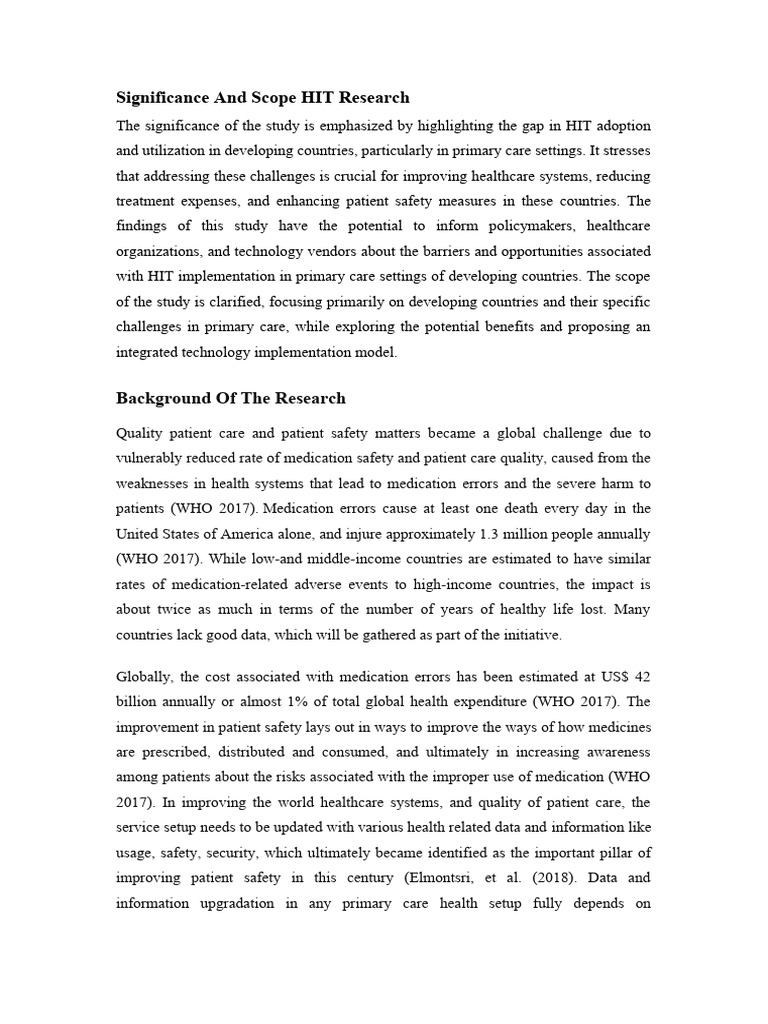 Significance and Scope HIT Research | PDF | Patient Safety | Health Care