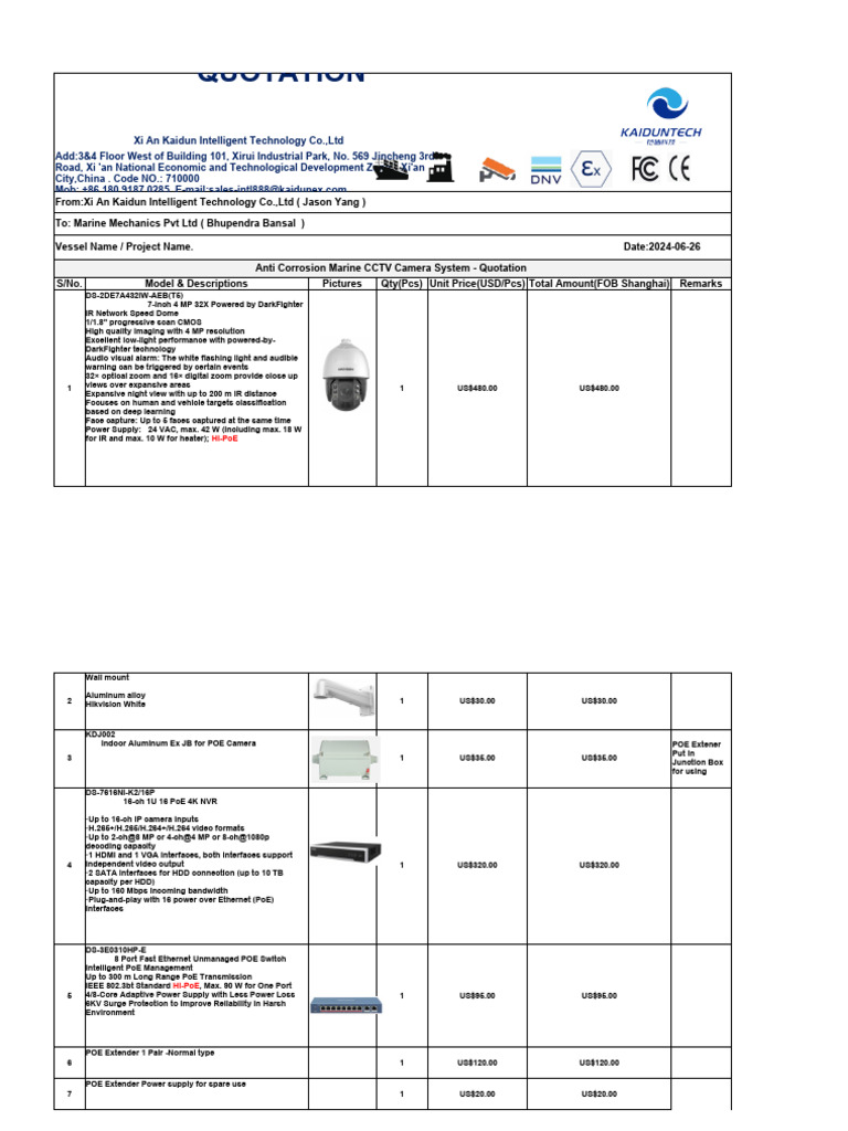 1 - Kaidun Anti Corrosion Marine CCTV System Solutions Quotation ...
