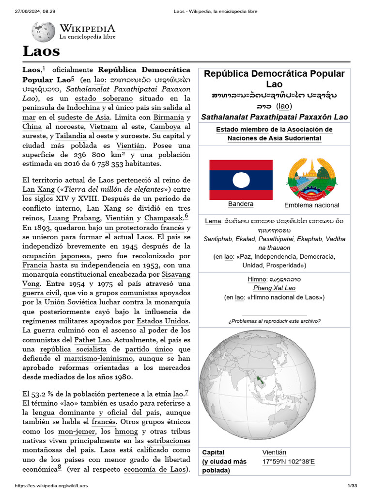 Historia y Geografía de Laos | PDF | Laos | Deforestación