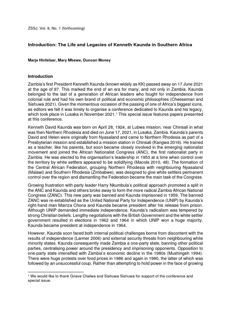 ZSSJ Vol 9 No 1 | PDF | Zambia