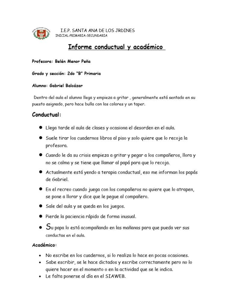 Informe Gabriel Balcazar 2b | PDF