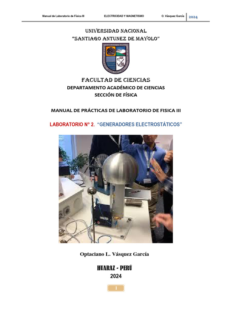 Practica de Laboratorio #02 de Física Iii Fic 2024 Generadores Electrostáticos Olvg | PDF ...