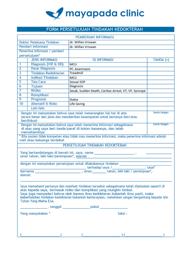 Informed Consent Treadmill Cetak | PDF | Hukum | Sains & Matematika