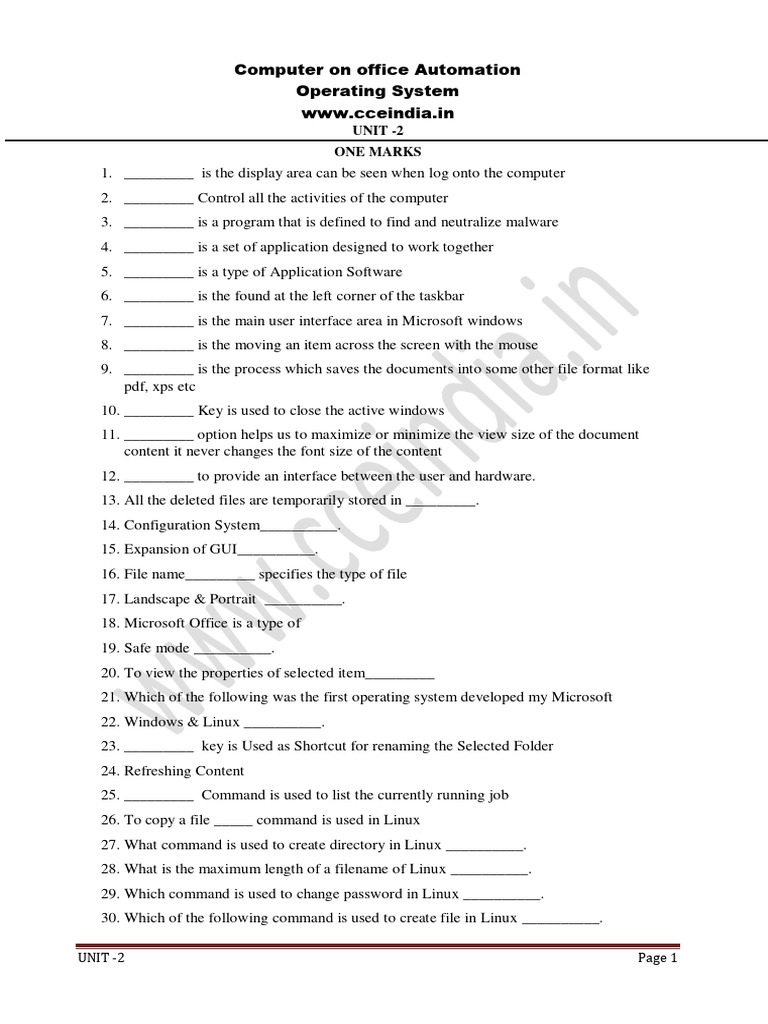 Unit 2 TEST | PDF | Computer File | Operating System