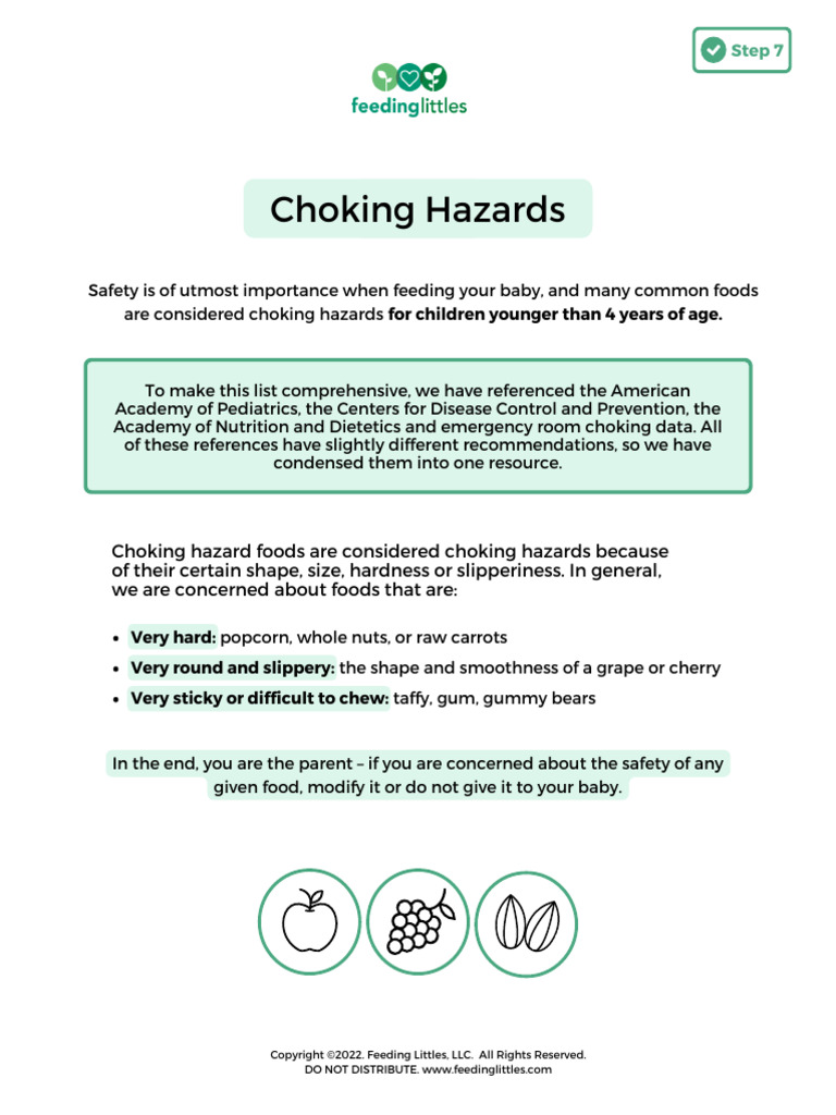 INFANT Choking Hazards Handout | PDF | Candy | Foods