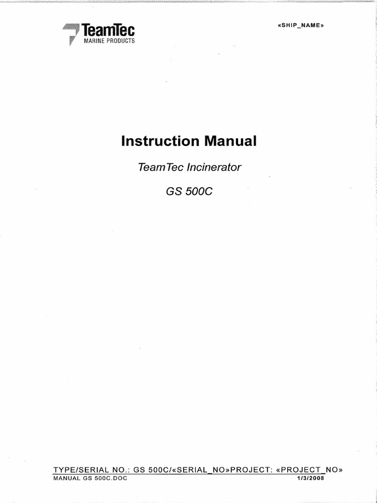 TeamTec Incinerator GS 500C - Instruction Manual | PDF