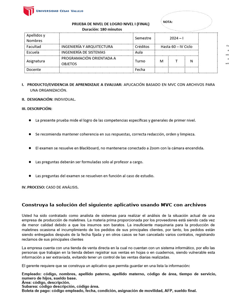 PNL I NIVEL 2024-I FINAL | PDF | Bases de datos | Tecnologías de la información