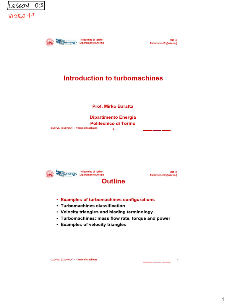 Lesson05 (Videos From 17 To 20) | PDF | Turbine | Turbomachinery