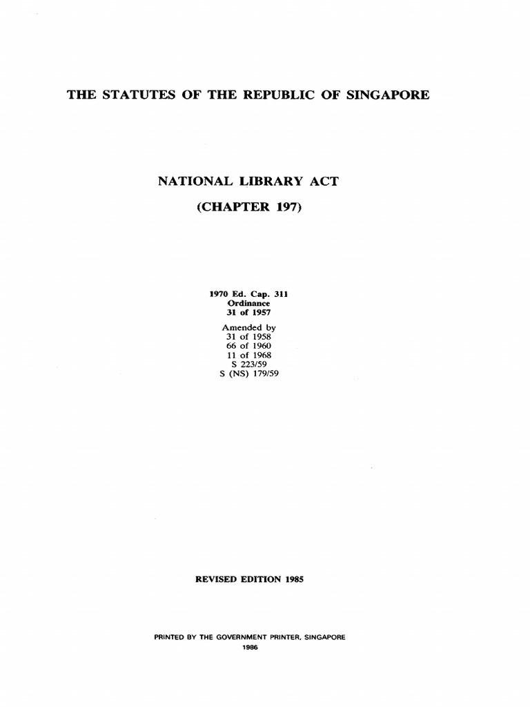National Library Act of Singapore | PDF | Libraries | Bibliography