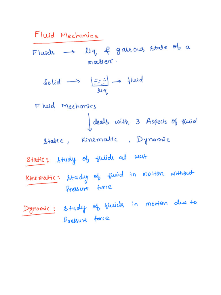 Fluid Mechanics Complete Notes | PDF