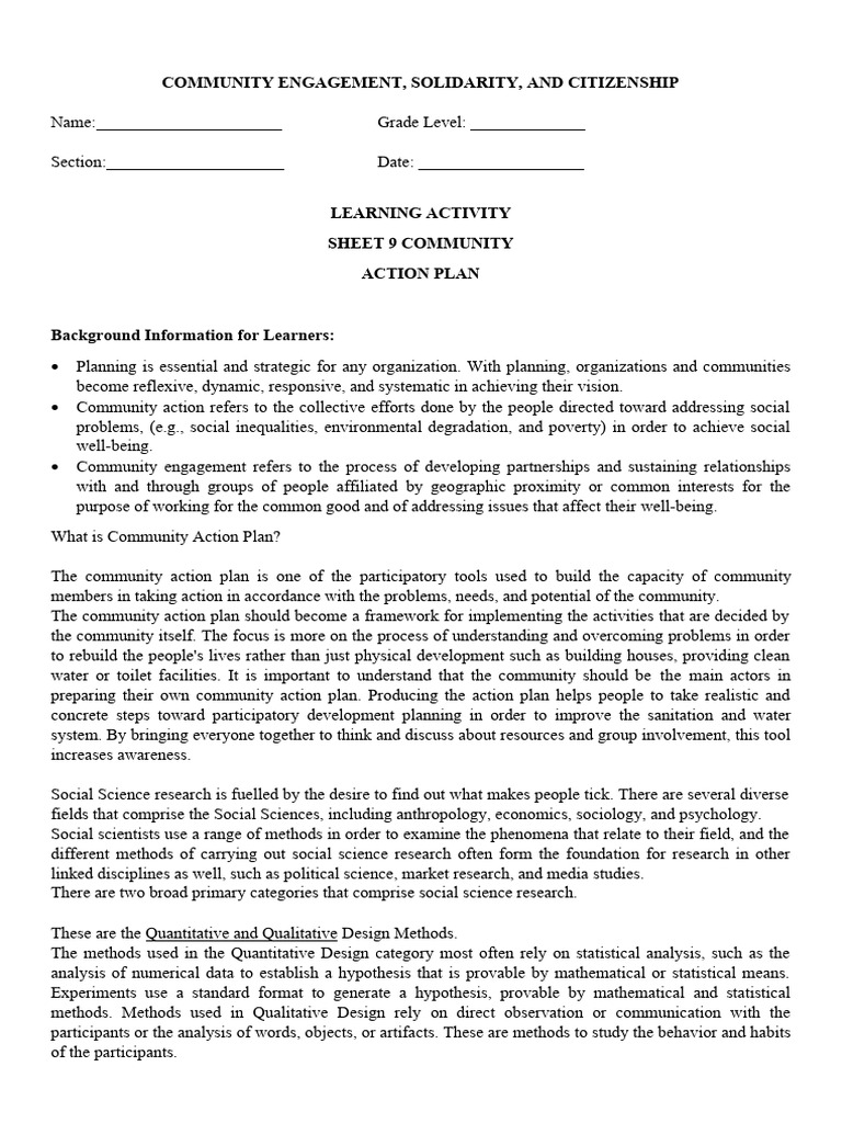 q4 Las 9 Community Engagement For Student | PDF | Statistics | Methodology