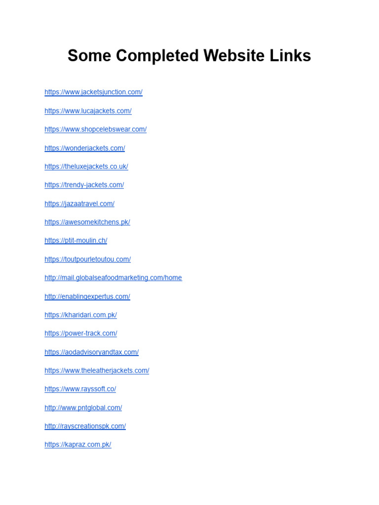 List of Completed Website Links | PDF | Business