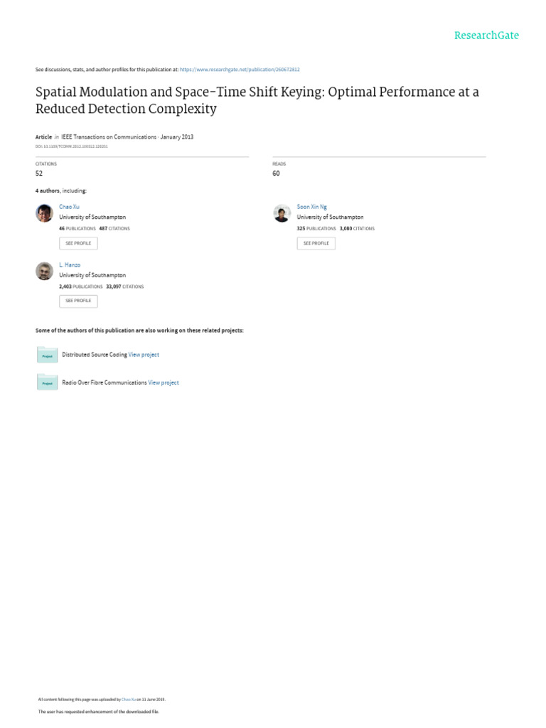 Spatial Modulation and Space-Time Shift Keying | PDF | Modulation | Mimo