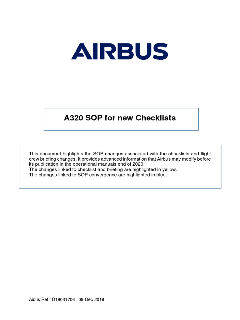 A320 Sop For New Checklists | PDF | Aviation | Aircraft