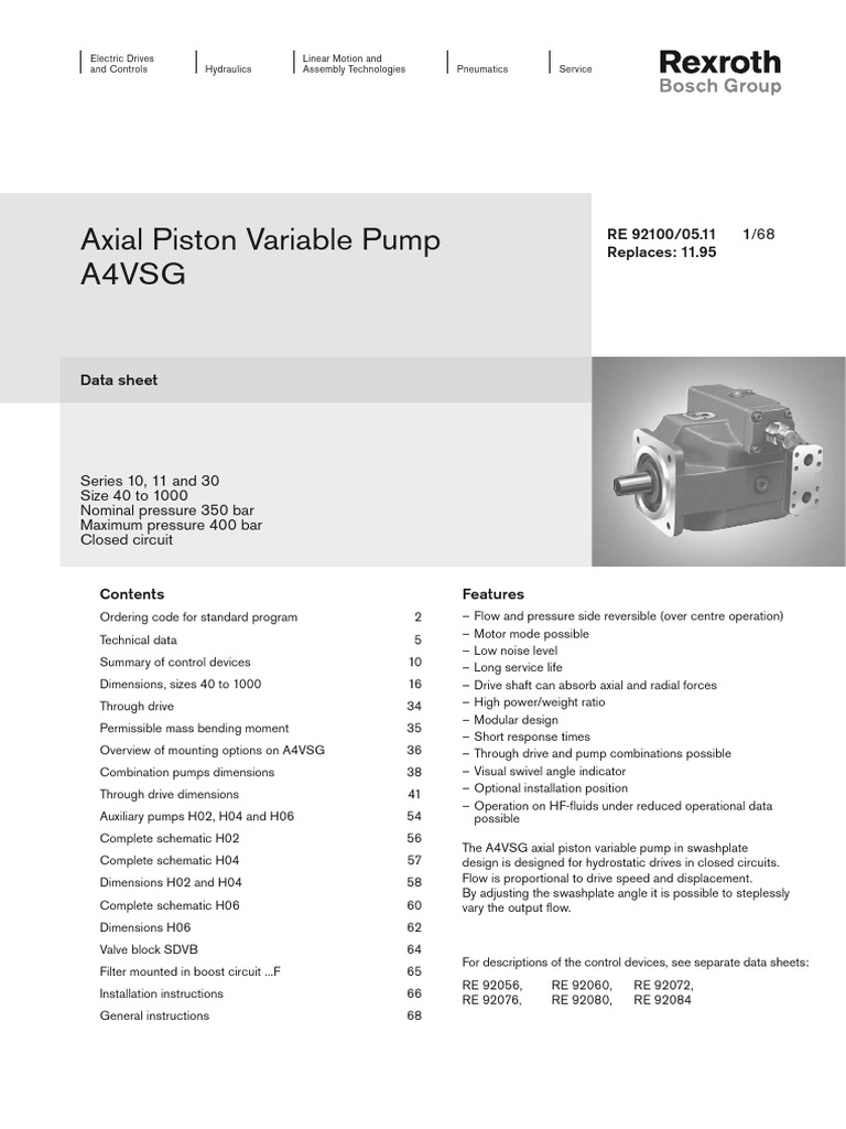 A4VSG | PDF | Mechanical Engineering | Gas Technologies