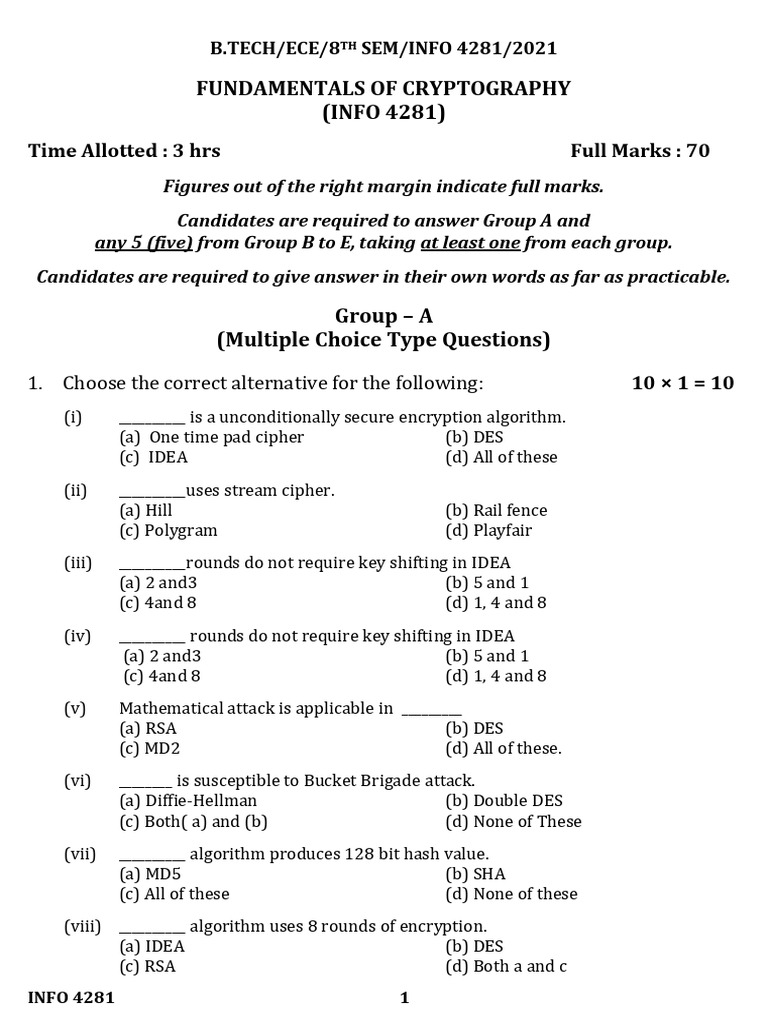 Fundamentals of Cryptography | PDF | Cryptography | Cipher