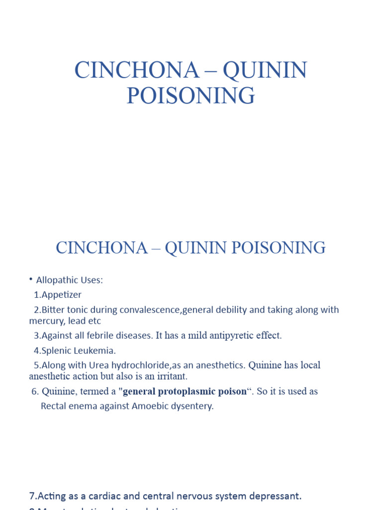 Cinchona - Quinin Poisoning | PDF | Self-Improvement | Science & Mathematics