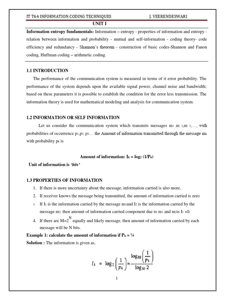 Information Entropy & Coding Basics | PDF | Data Compression | Information