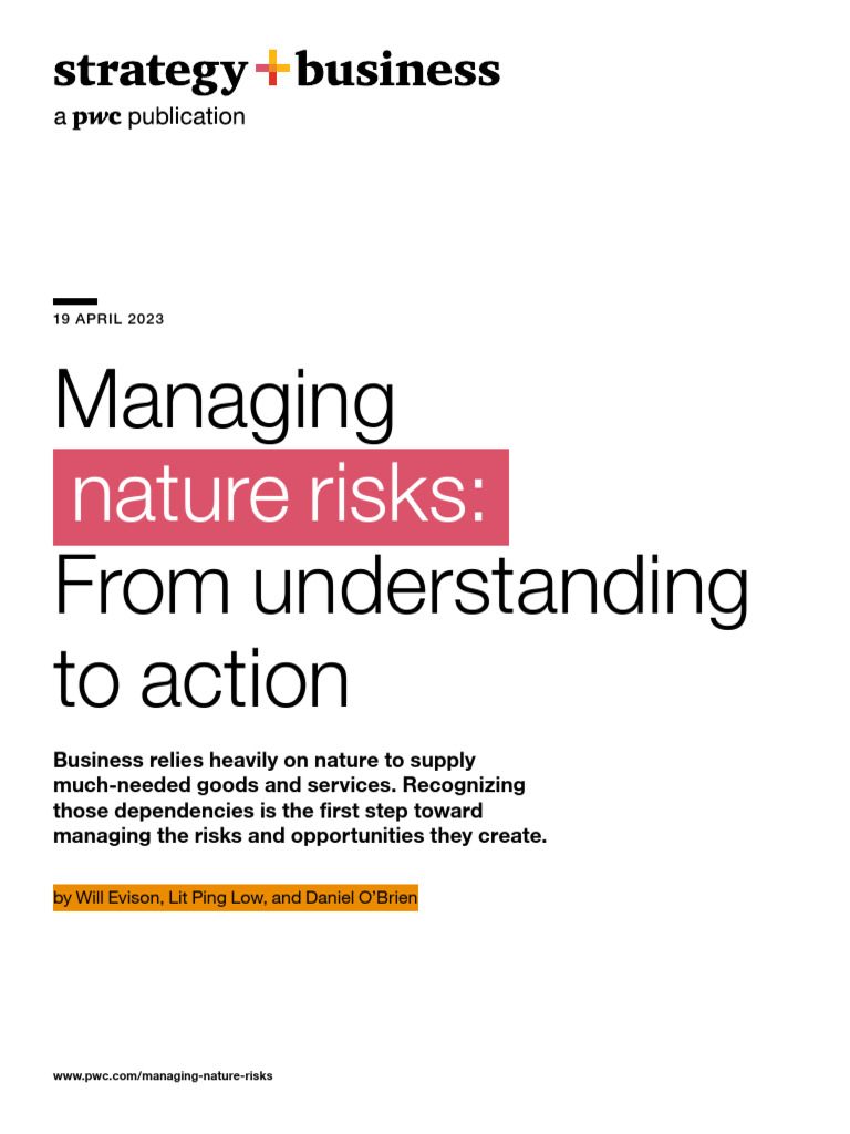 SBPWC 2023-04-19 Managing Nature Risks v2 | PDF | Biodiversity | Risk