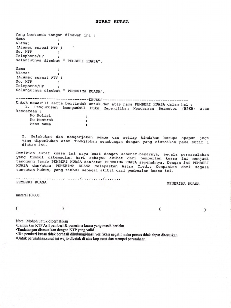FORM SURAT KUASA | PDF